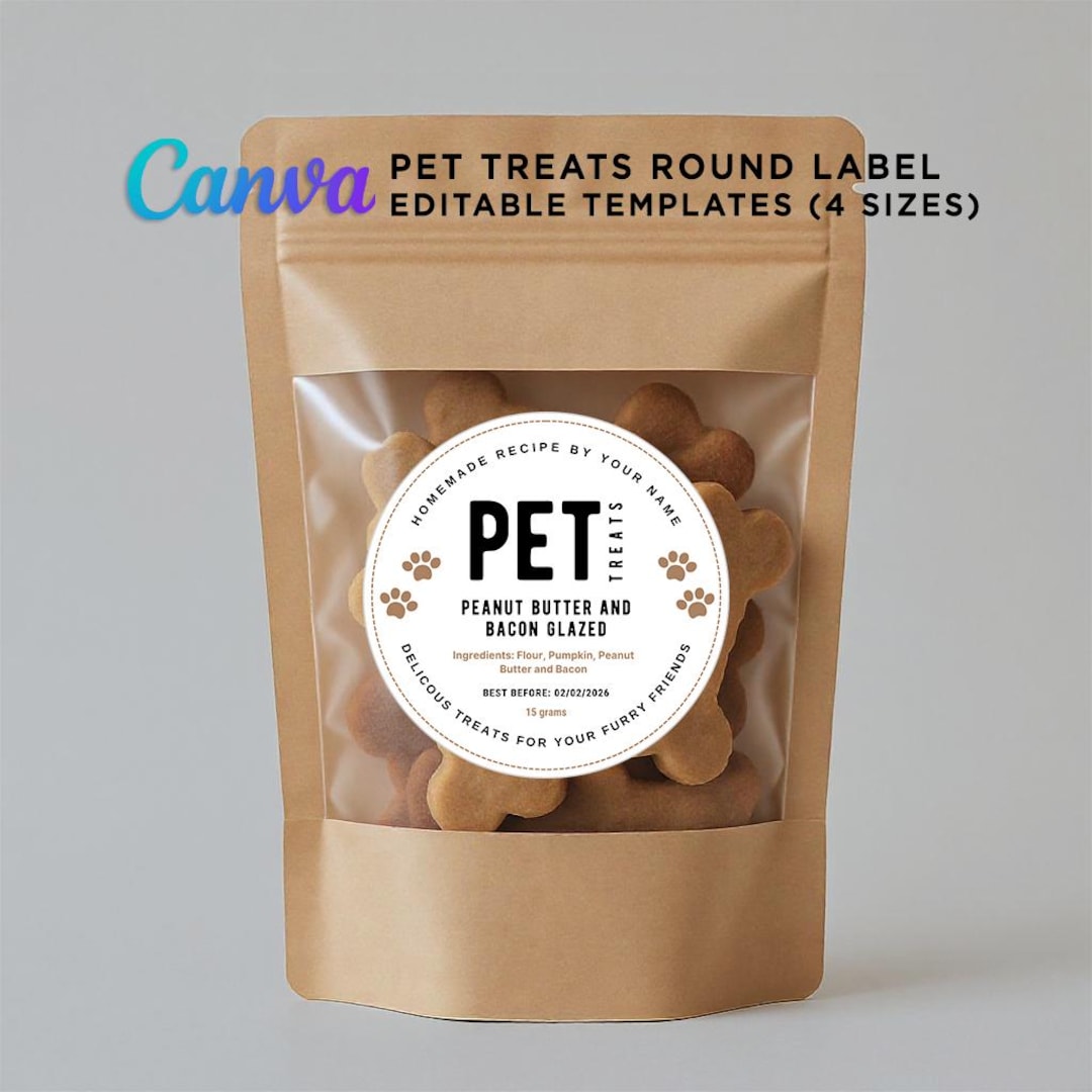 Printable Pet Treats Label, Dog Treats Packaging Label, Dog Treats ...