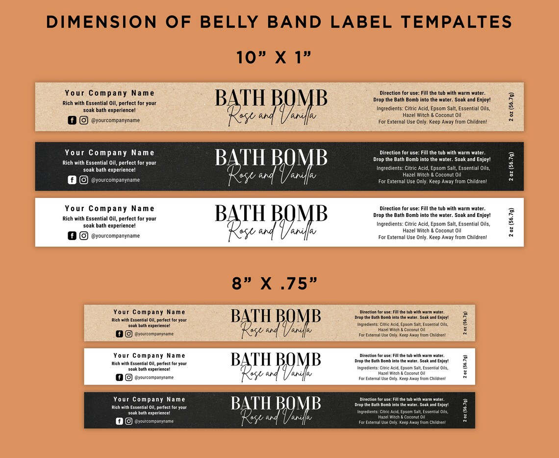 Printable Bath Bombs Design Label Bath Bomb Belly Band Label - Etsy