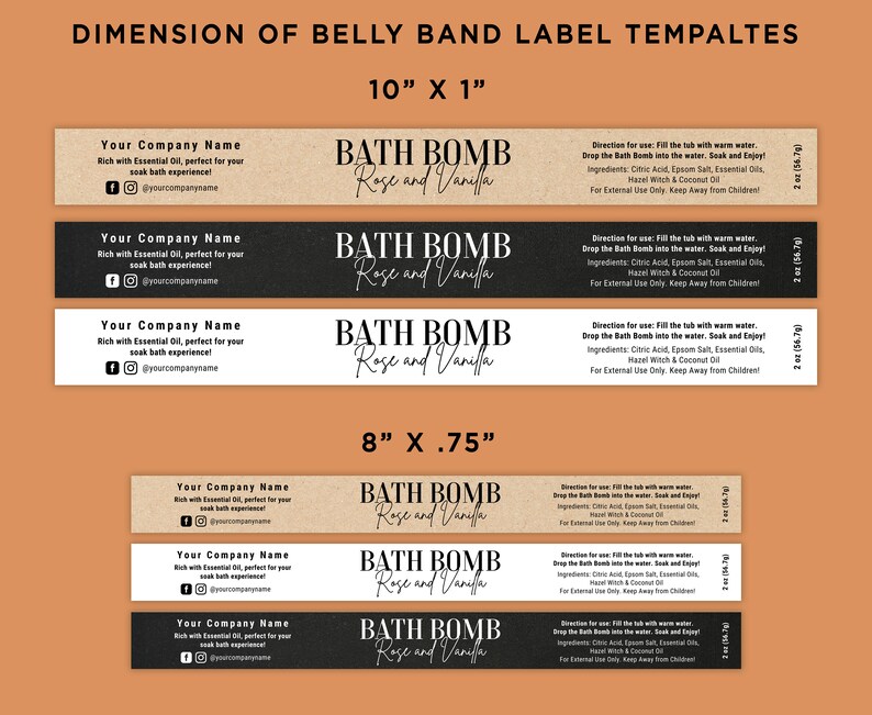 Printable Bath Bombs Design Label Bath Bomb Belly Band Label - Etsy