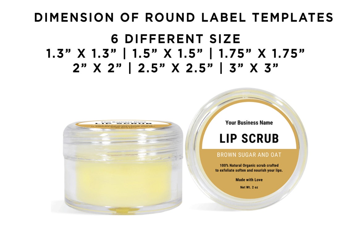 Printable Lip Scrub Labels, Lip Balm Product Round Label, Lip Balm Jars ...