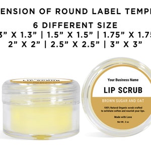 Printable Lip Scrub Labels, Lip Balm Product Round Label, Lip Balm Jars ...
