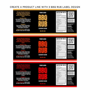 Printable BBQ Rub Label Design, Barbeque Rub 4oz Clear Bottle, Barbeque ...