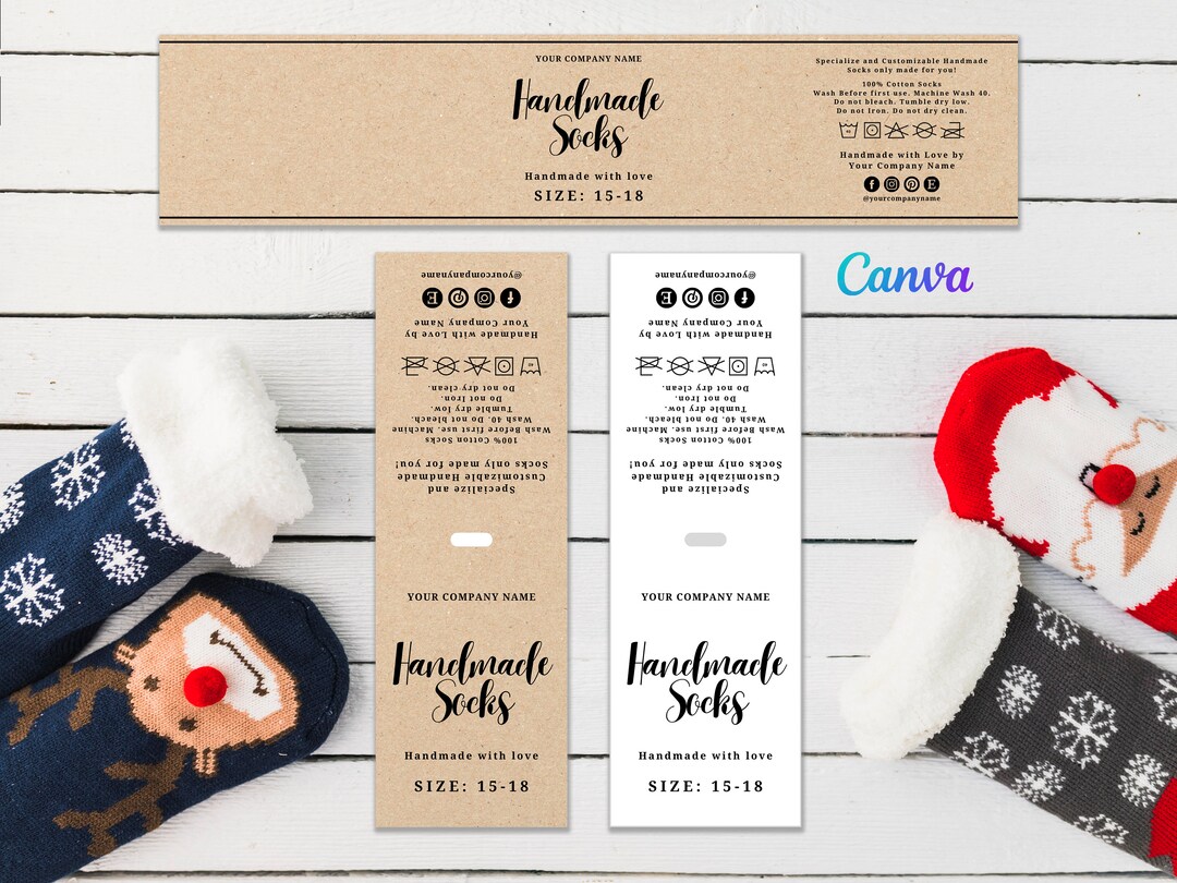 Printable Handmade Socks Wrap Labels Cotton Socks Label - Etsy