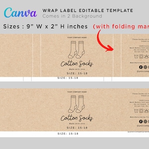 Printable Sock Wrap Labels, Cotton Socks Label Designs, Handmade Socks ...