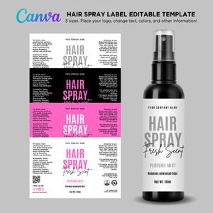 Hair Spray Label Template Canva, Hair Perfume Mist Label Design ...