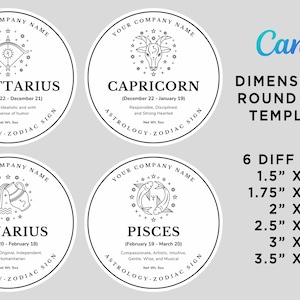 Printable Zodiac Sign Labels, Zodiac Candle Labels, Horoscope Zodiac ...