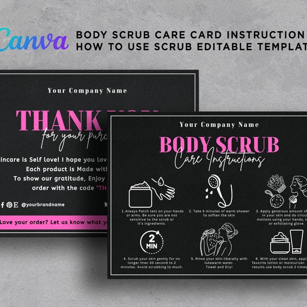 Body Scrub Care Card - Etsy