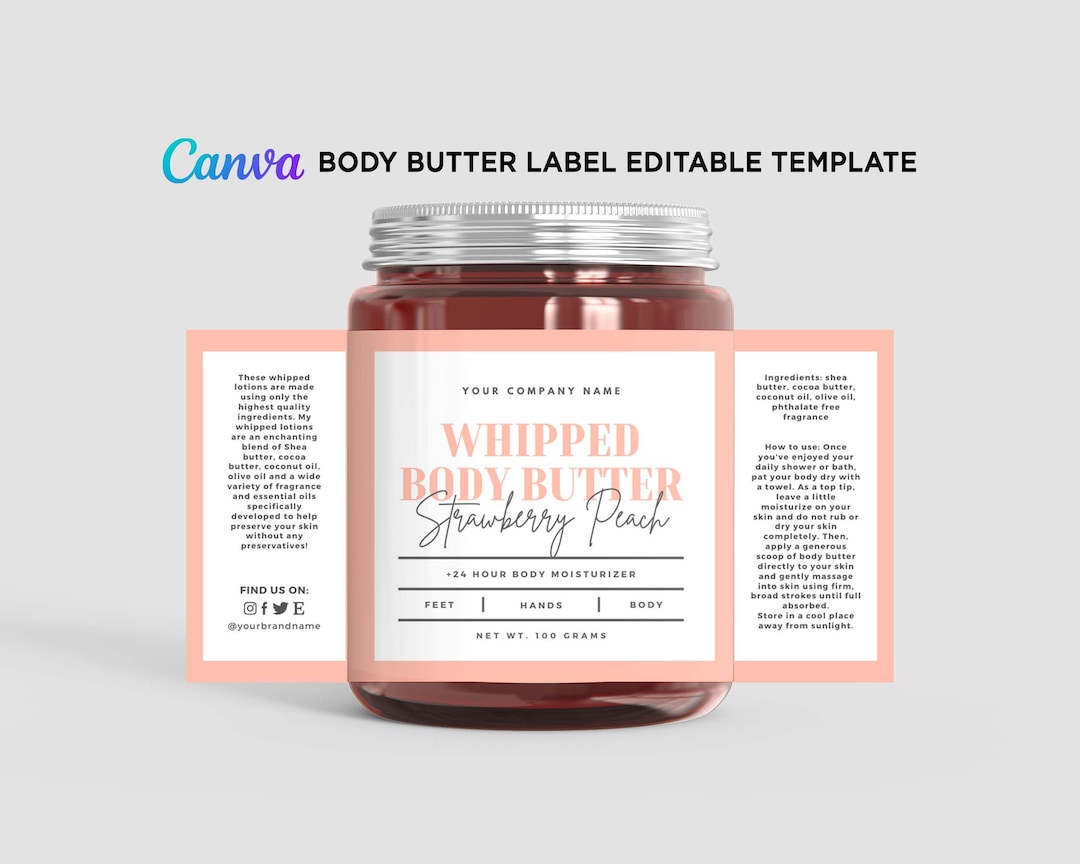 Whipped Body Butter Wrap Labels, Whipped Body Butter Labels, Whipped ...