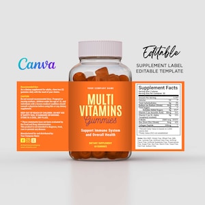 Multivitamins Labels, Gummies Label, Supplement Labels, Pill Bottle ...
