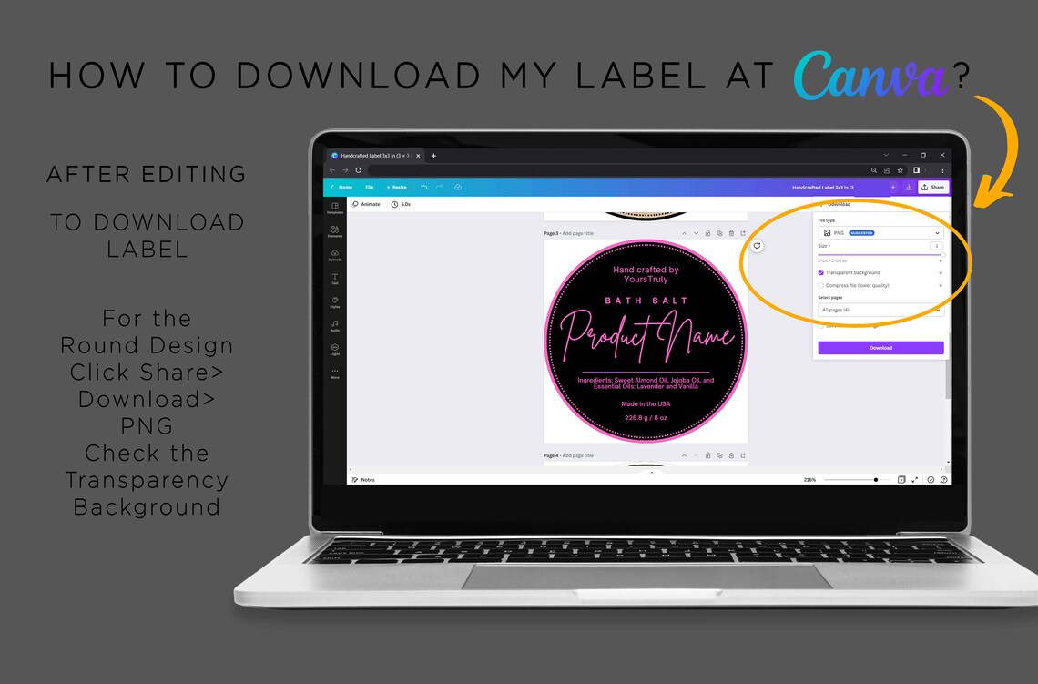 Editable Circle Label Simple Natural Round Label Sticker - Etsy