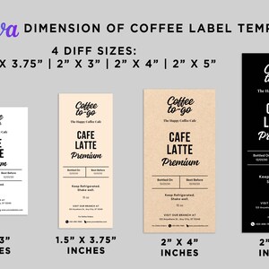 Coffee Bottle Labels, Iced Coffee Labels, Cafe Latte Labels, Cold Brew ...