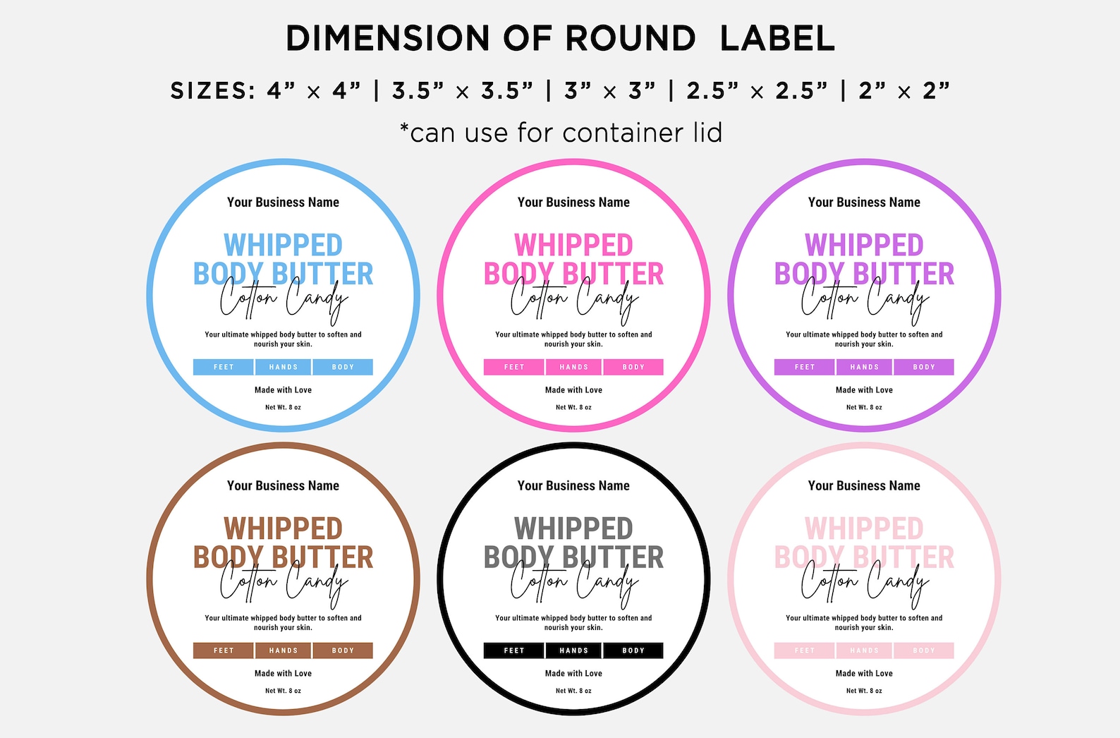 Editable Whipped Body Butter Label Design, Cotton Candy Body Butter ...