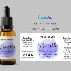 Printable Diffuser Oil Label, 10ml Dropper Oil Label, Diffuser Oil ...