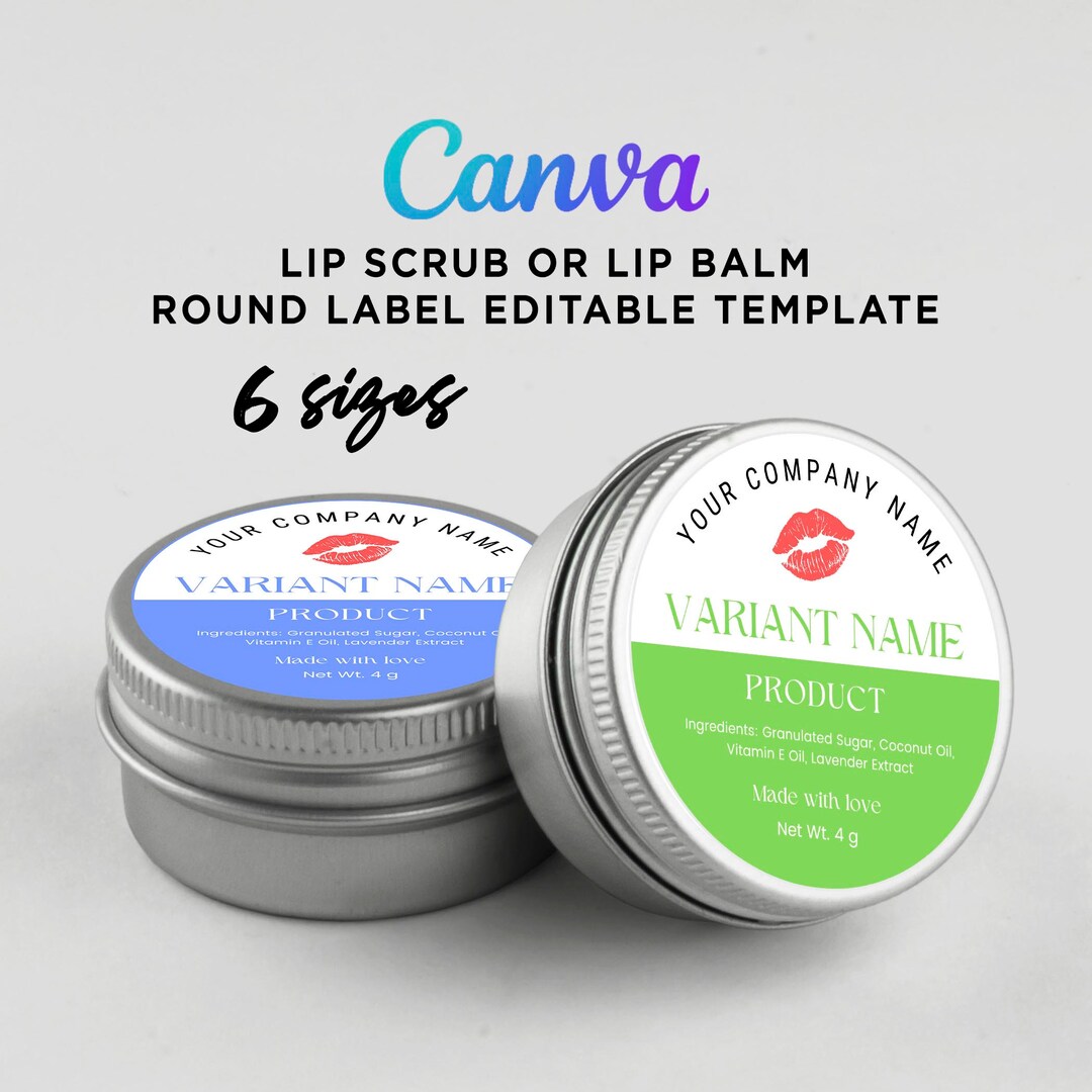 Printable Lip Balm Round Label Sticker, Lip Scrub Labels, Cosmetic Lip ...