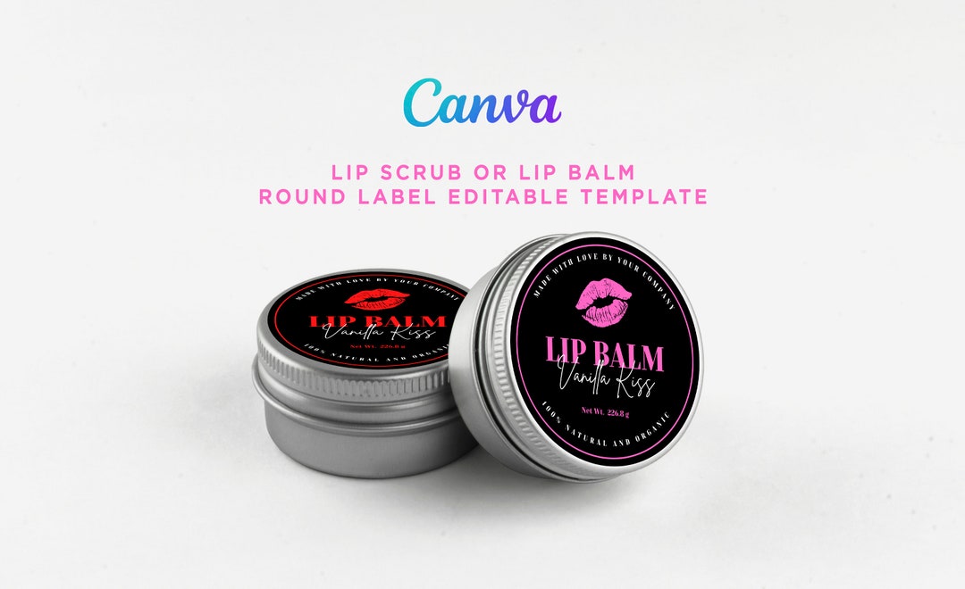 Printable Lip Balm Round Label Sticker Lip Balm Black Label - Etsy
