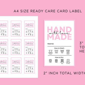 Instant Download Ready to Print A4 Handmade Care Card Labels Sticker ...
