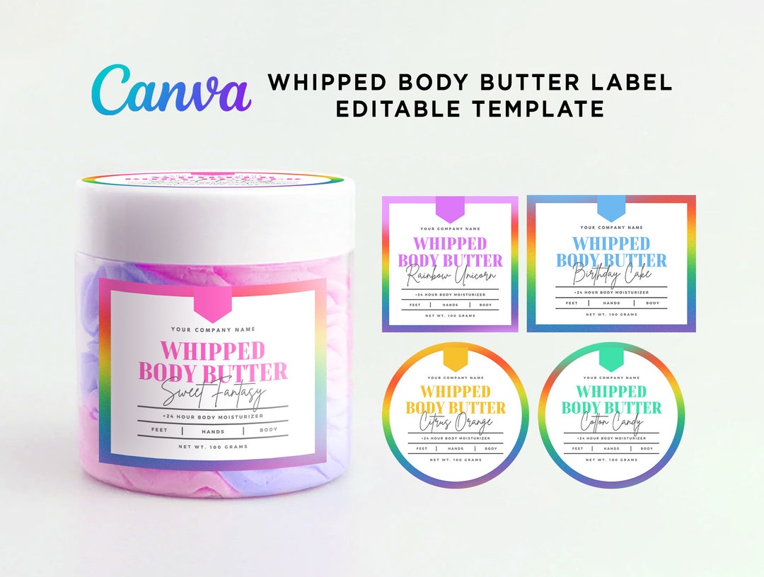 Printable Whipped Body Butter Label, Rainbow Body Butter Label, Unicorn ...