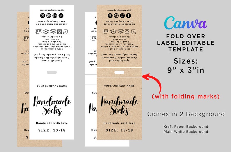 Printable Handmade Socks Wrap Labels Cotton Socks Label - Etsy