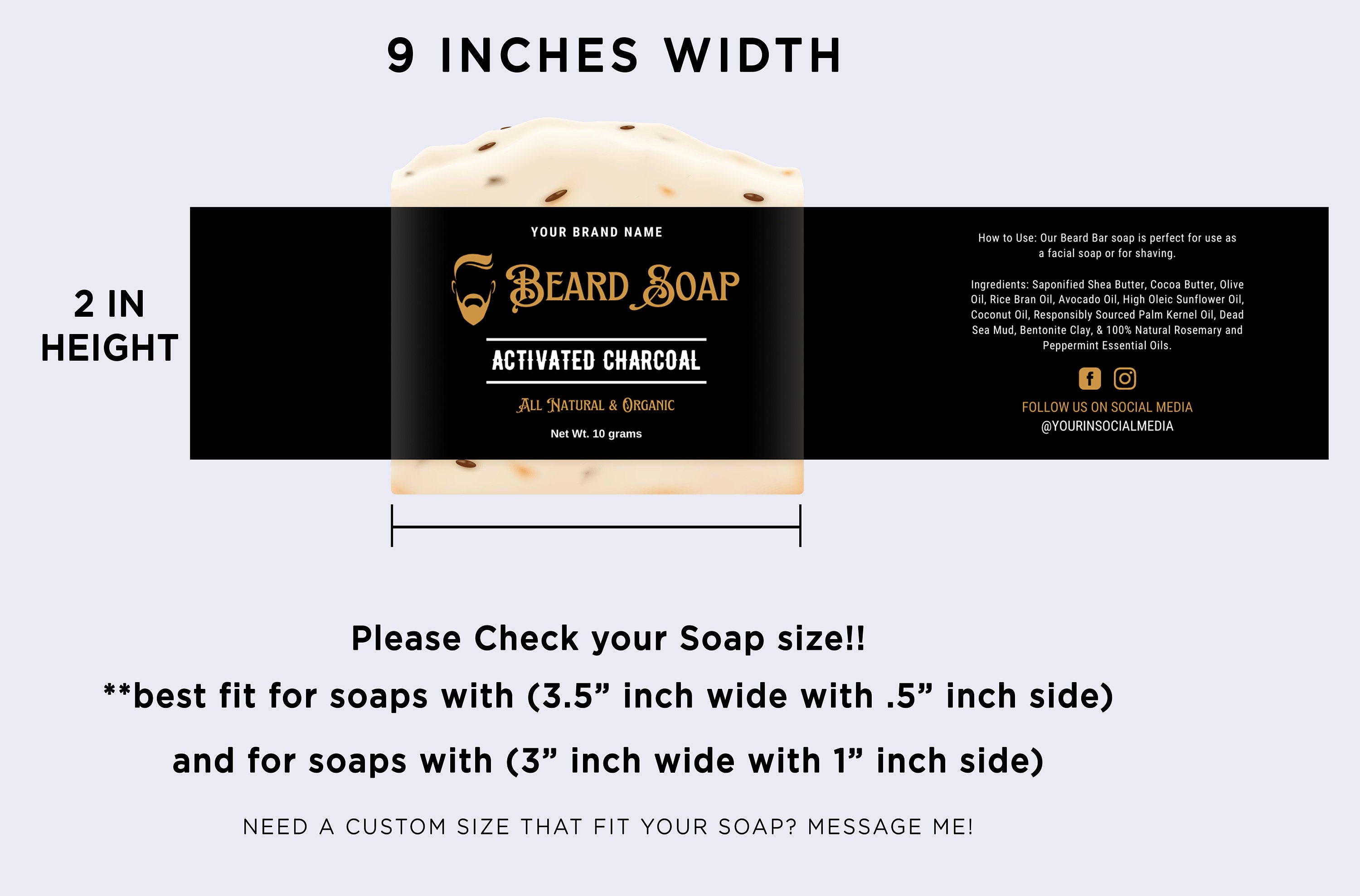 Printable Beard Soap Label Design, Men Soap Wrap Label, Beard Care Wrap ...