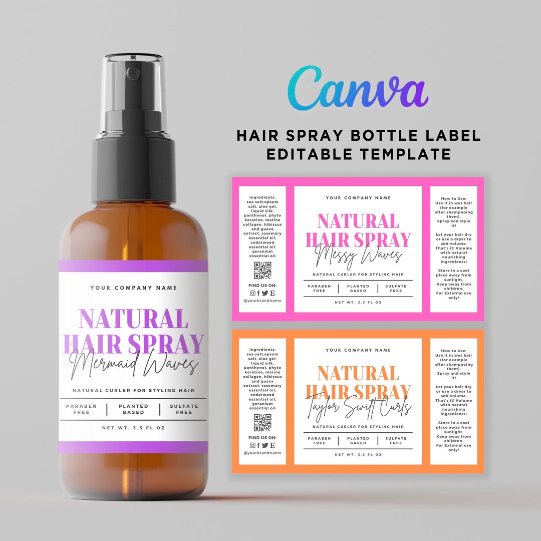 Template for Hair Spray Labels, Hair Spray Bottle Design, Hair Care ...
