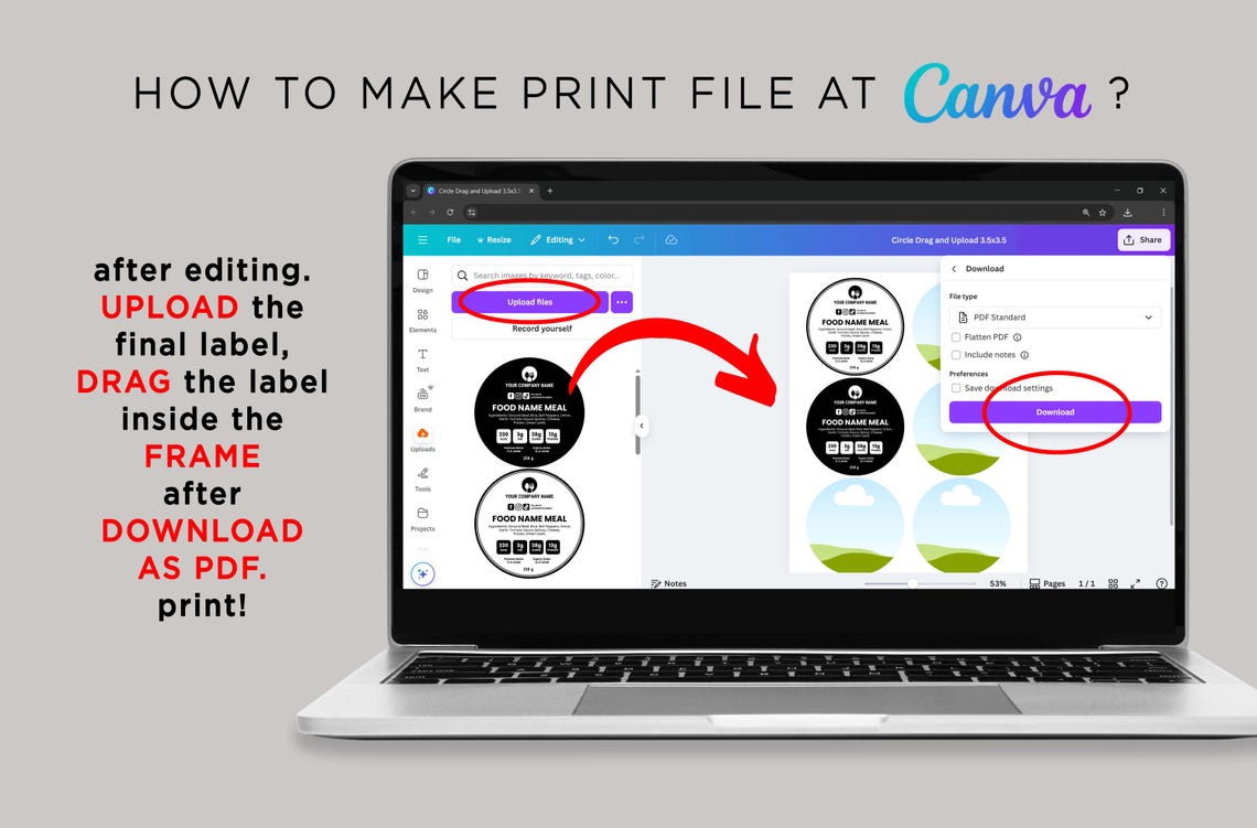 Editable Meal Container Label: Healthy Protein, Calorie Label (canva ...