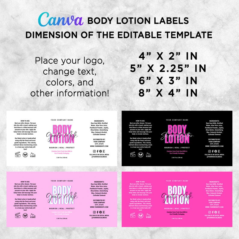Body Lotion Label, Body Lotion Design, Lotion Label Template, Handmade ...