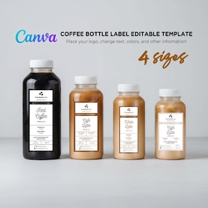 Premium Coffee Bottle Labels, Iced Coffee Labels, Cafe Latte Drink ...