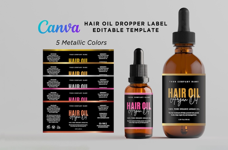 Dropper Oil Label, Hair Oil Labels, Hair Growth Oil, Dropper Bottle ...