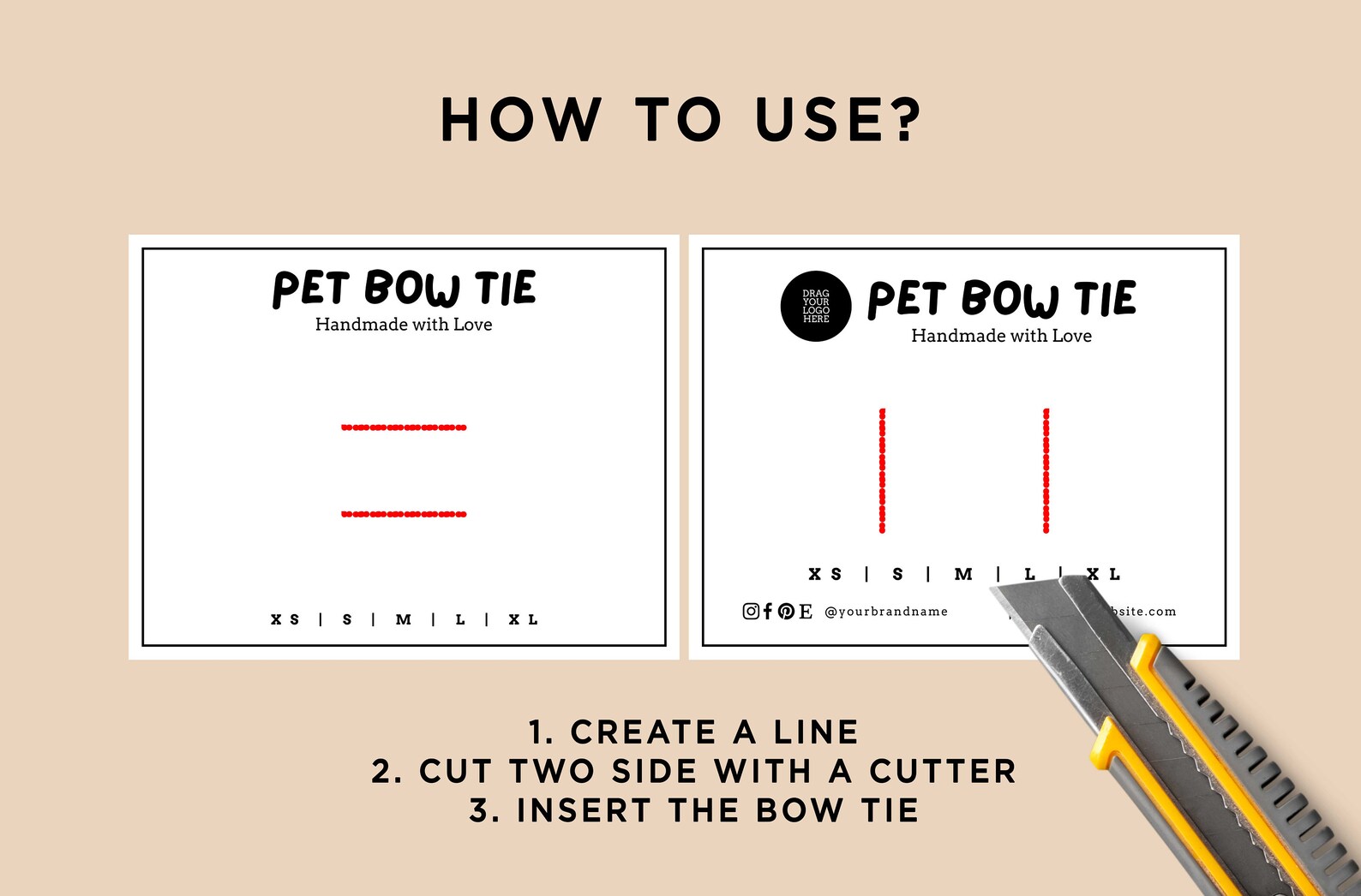 Printable Card for Pet Bow Tie Business, Dog Bow Tie Tags, DIY Pet Bow ...