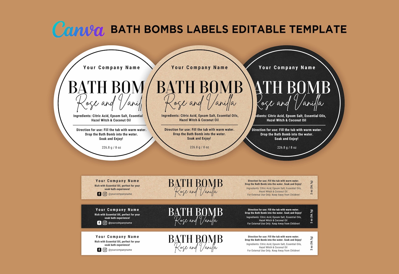 Printable Bath Bombs Design Label, Bath Bomb Belly Band Label, Bath ...
