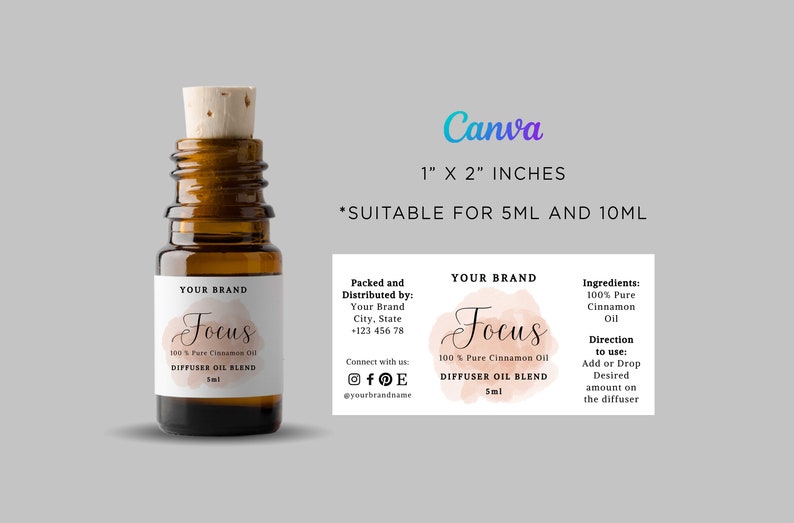 Printable Diffuser Oil Label 10ml Dropper Oil Label Diffuser - Etsy