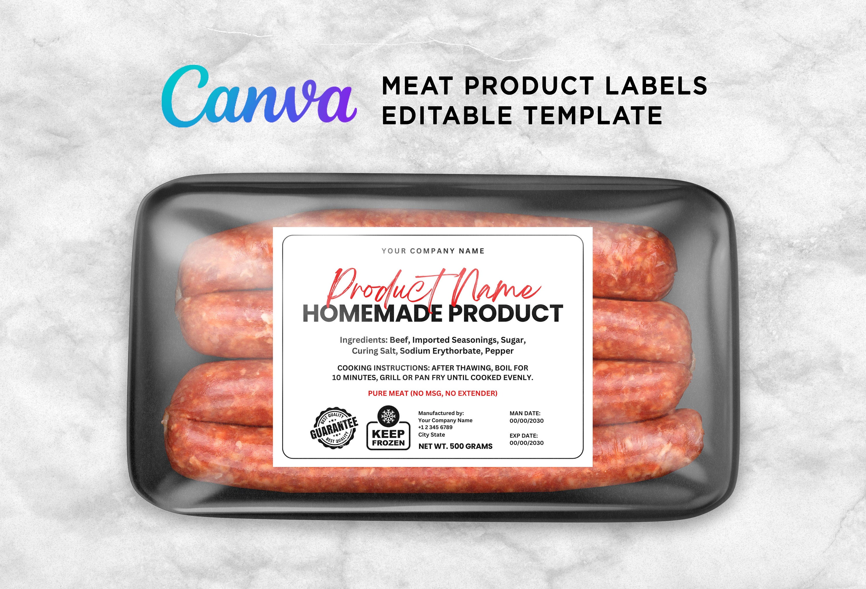 Meat Label, Butcher Labels, Homemade Meat Product Labels, Sausage Label ...