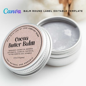 Printable Skincare Balm Round Label Sticker, Tin Can Round Label ...