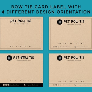 Printable Pet Bow Card Labels, Pet Bow Tie Business Card, Dog Bow Tie ...