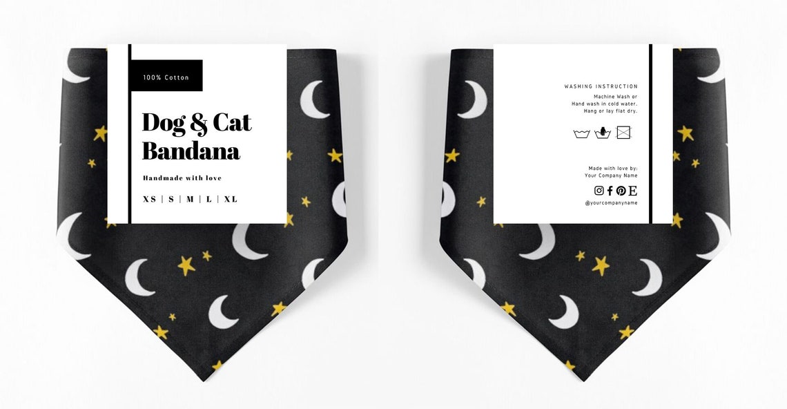 Printable Pet Bandana Label Dog and Cat Product Label - Etsy