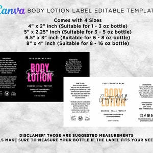 Body Lotion Bottle Labels Design, Lotion Label Template, Handmade ...