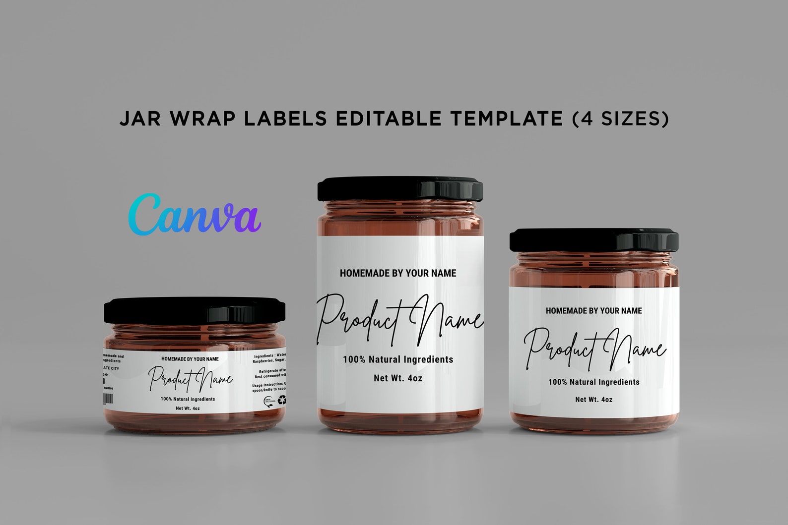 Printable Jar Wrap Around Labels, Mason Jar Labels, Container Jar ...