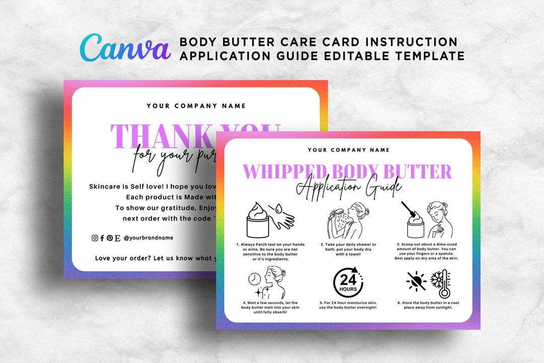 Whipped Body Butter Application Card How to Use Body Butter - Etsy