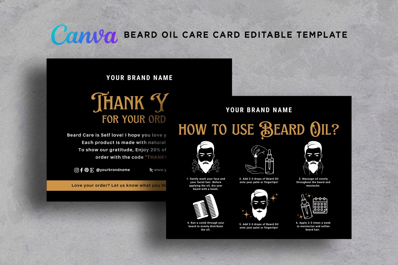 Beard Oil Instruction Card, Beard Oil Care Card, Beard Oil Cards, How ...