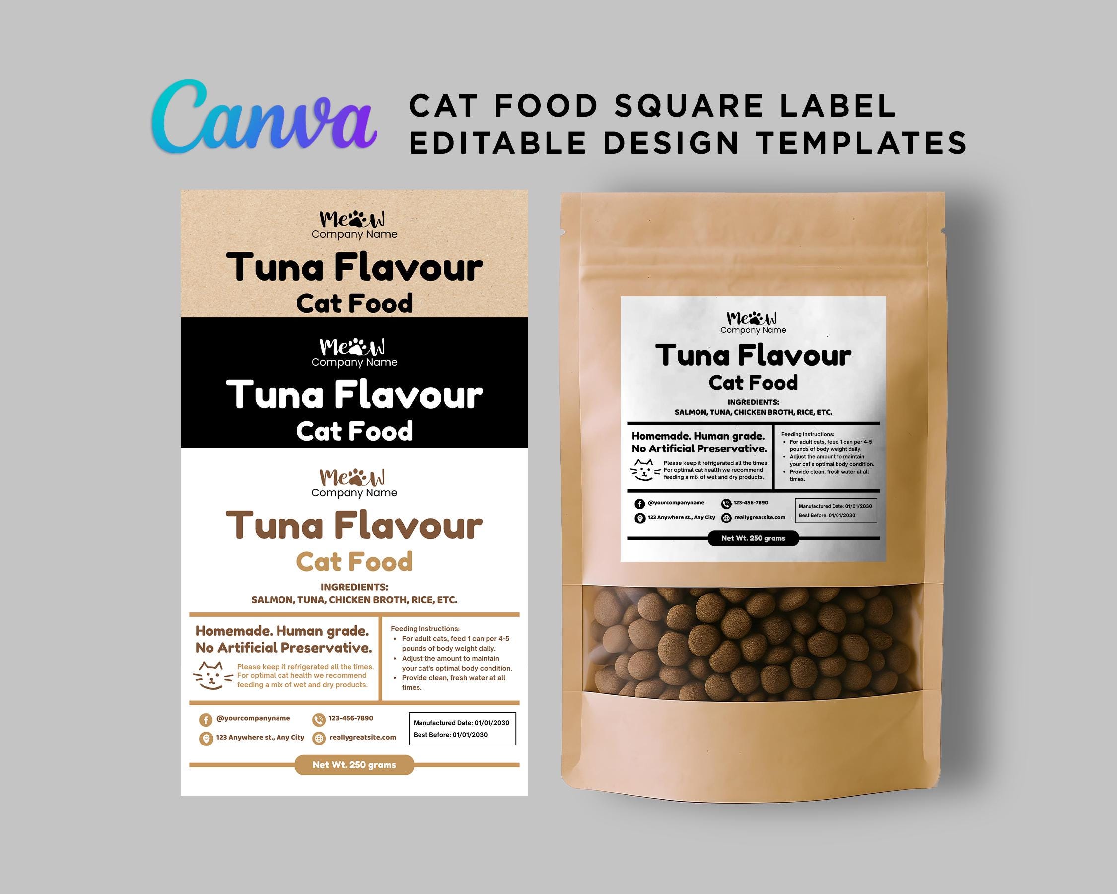 Custom Cat Food Label, Printable Natural Cat Food Sticker, Cat Treats ...