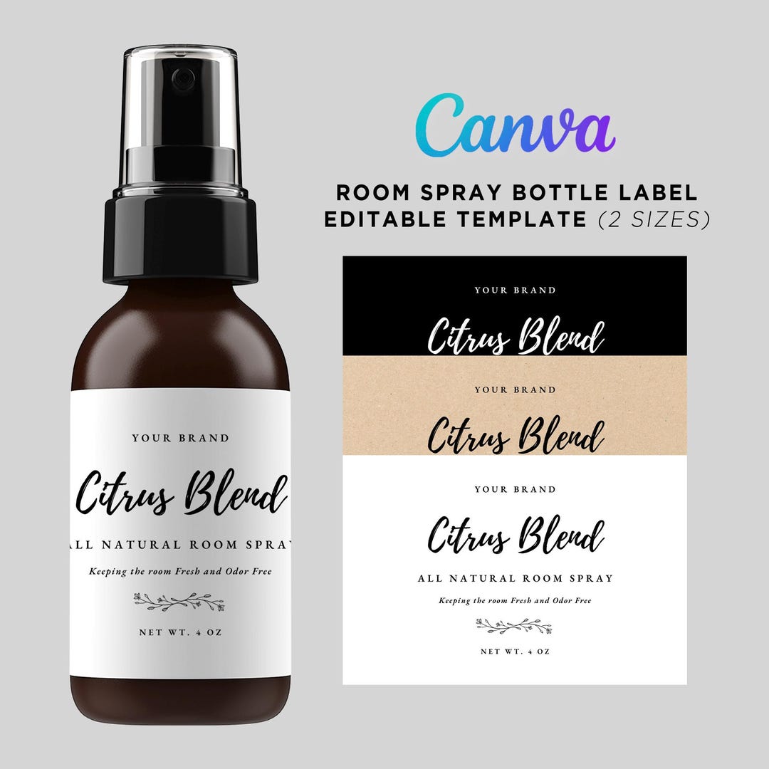 DIY Room Spray Label Template, Room Air Freshener Sticker Design ...