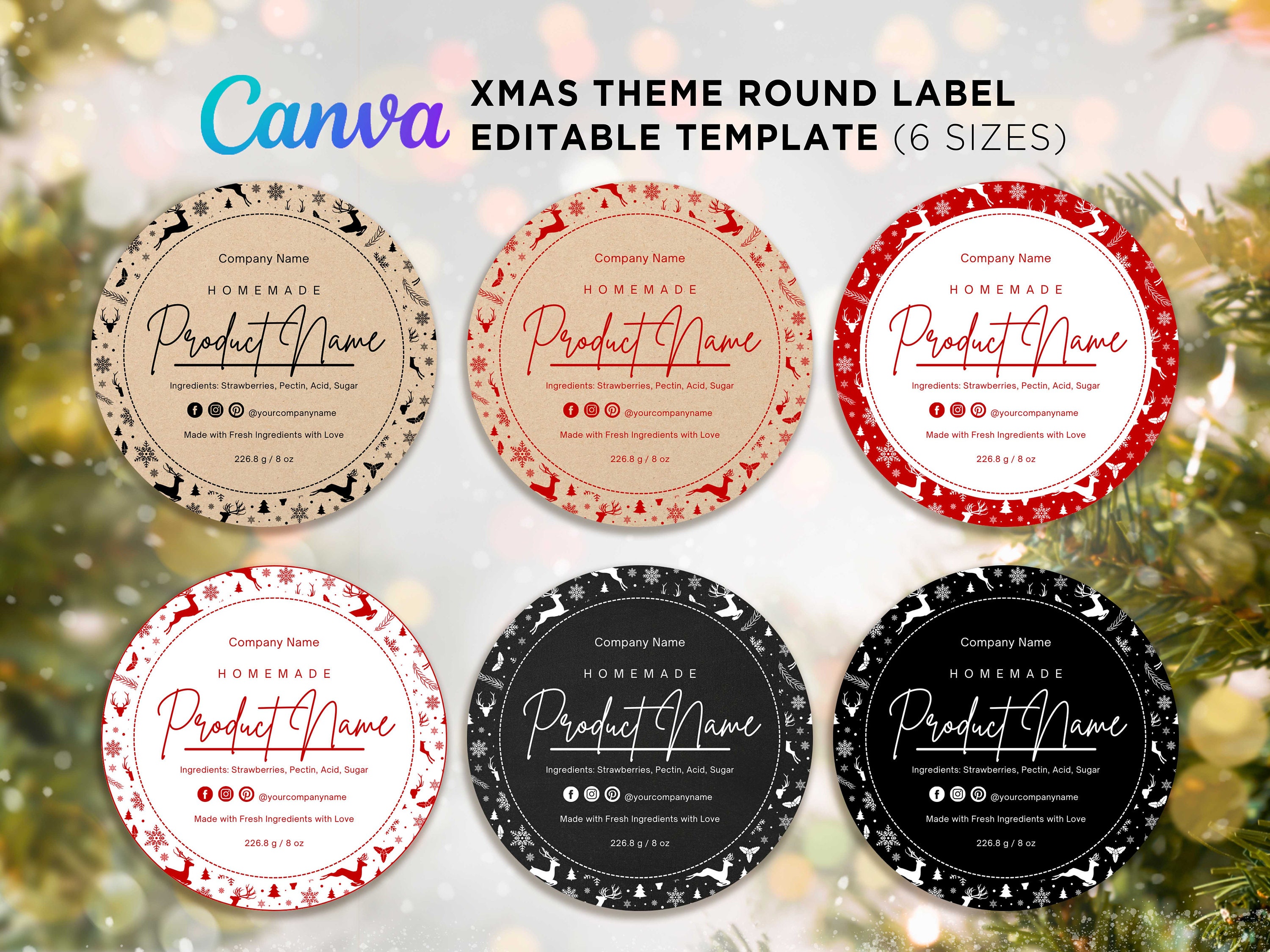 Christmas Edition Round Labels Printable Christmas Round - Etsy