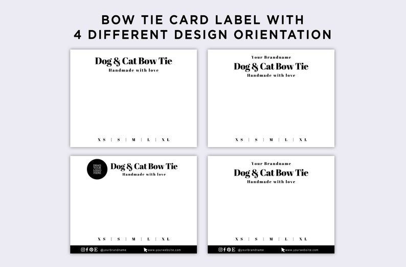 Printable Bow Card Label for Pet Bow Tie Business, DIY Pet Bow Tie Card ...