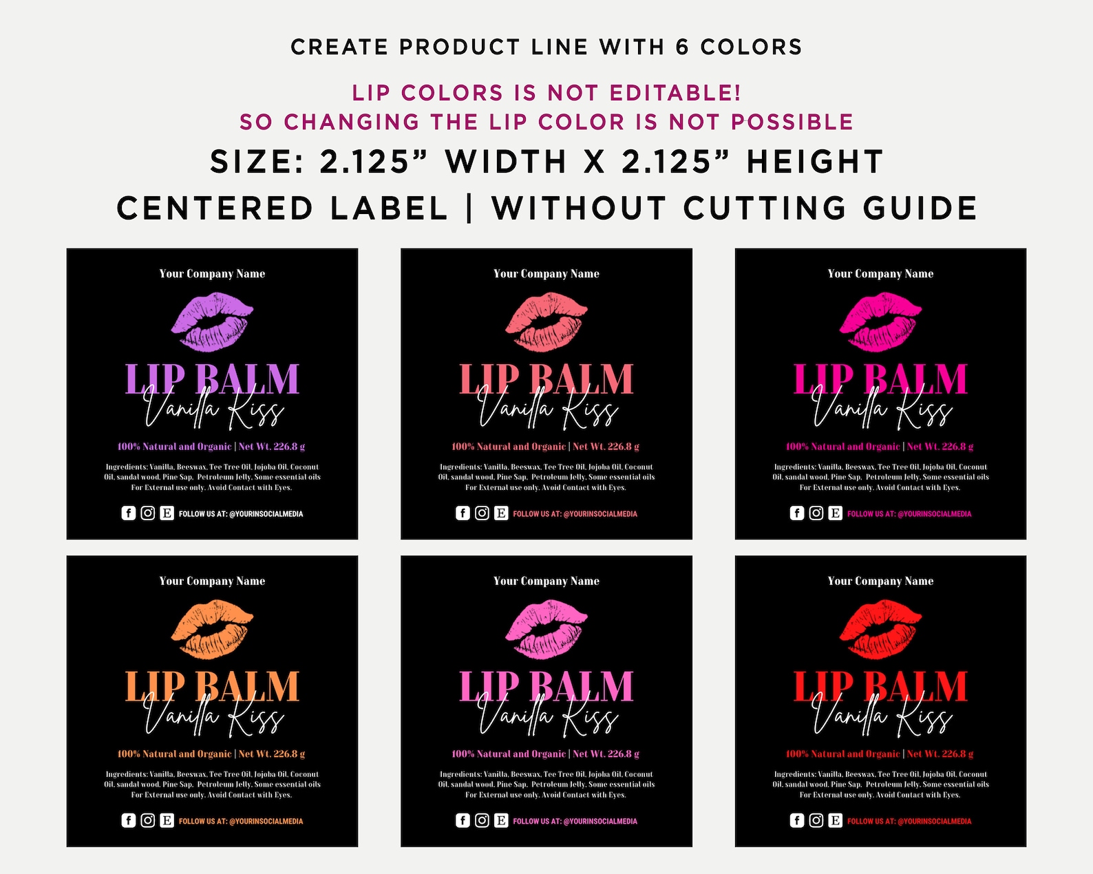 Lip Balm Wrap Label Sticker, Lip Chapstick Labels, Lip Balm Black Label ...