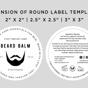 Beard Balm Labels, Beard Wax Tin Can, Beard Balm Label Sticker, Beard ...