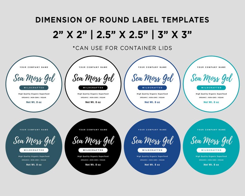 Printable Sea Moss Labels, Seamoss Label Template, Sea Moss Gel Labels ...