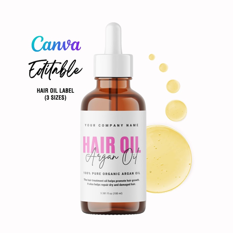Printable Hair Oil Labels, Hair Dropper, Hair Growth Oil Labels, Hair ...