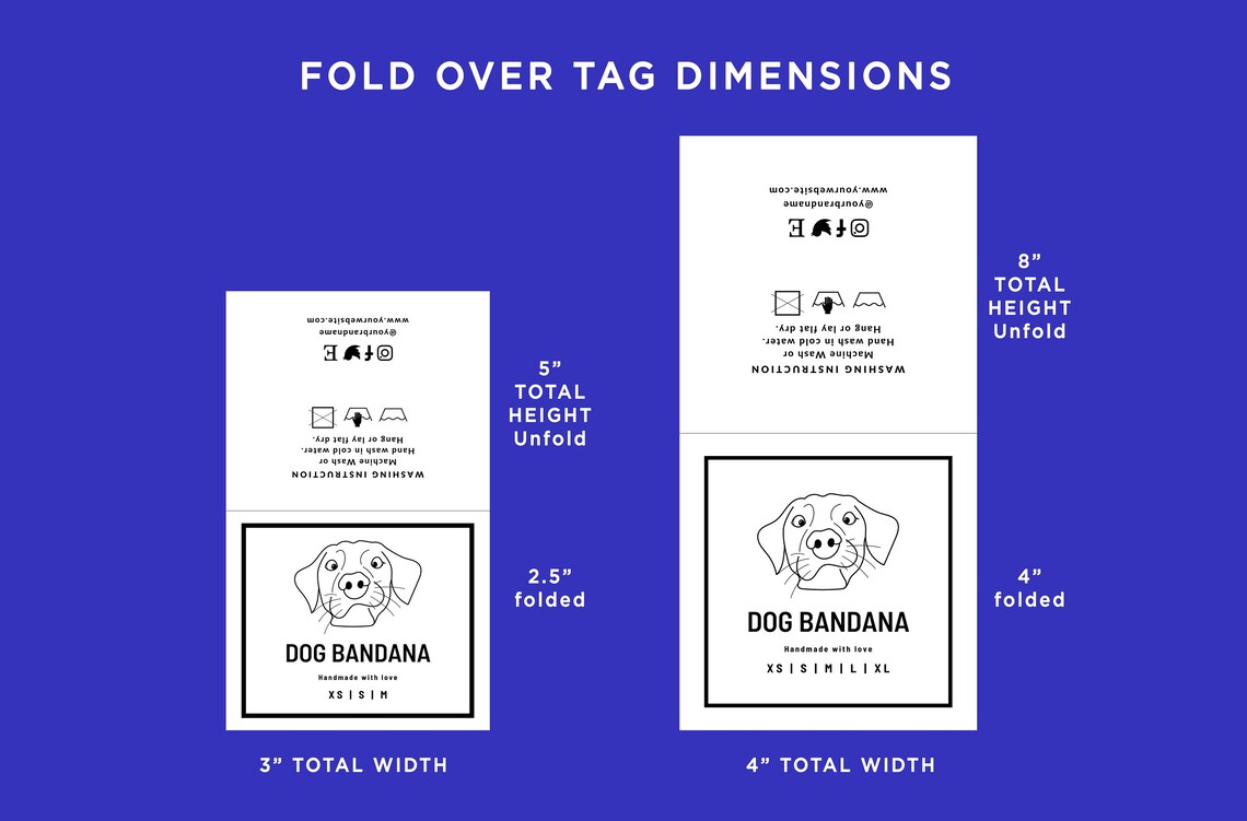 Printable Dog Bandana Label Template Hang Tag Fold Over Tag - Etsy