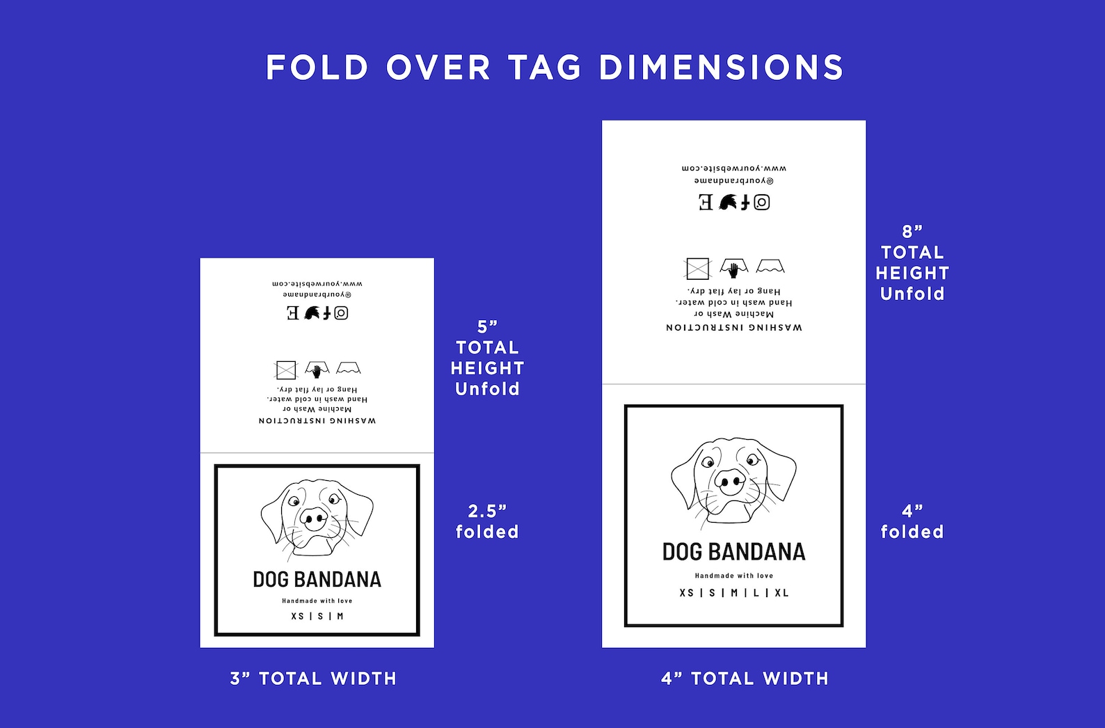 Printable Dog Bandana Label Template Hang Tag Fold Over Tag - Etsy