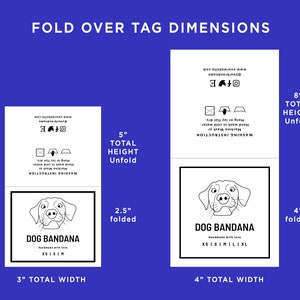 Printable Dog Bandana Label Template Hang Tag Fold Over Tag - Etsy